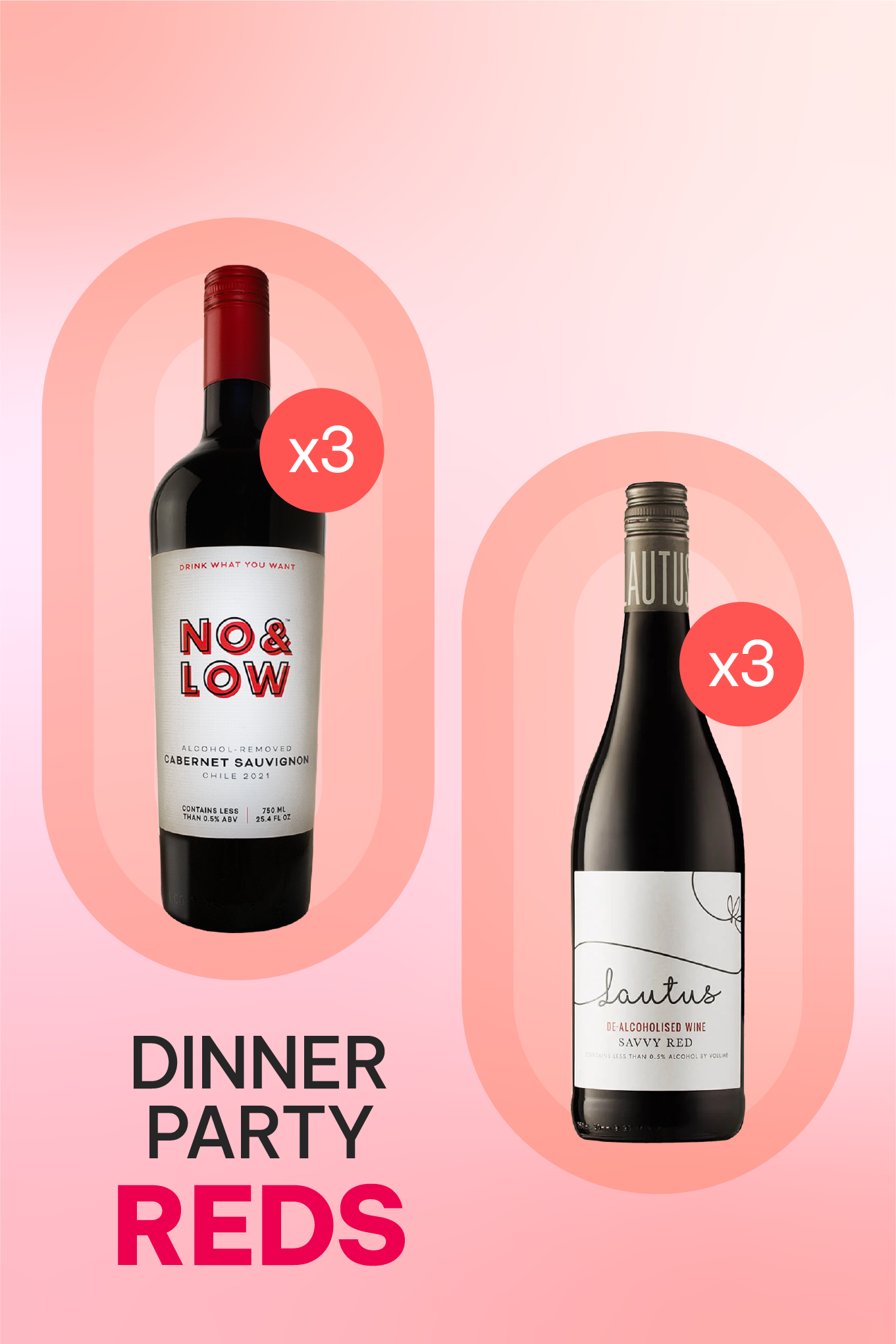 "Dinner Party Reds" - Best Non-Alcoholic Red Wines (6-Pack) · No & Low